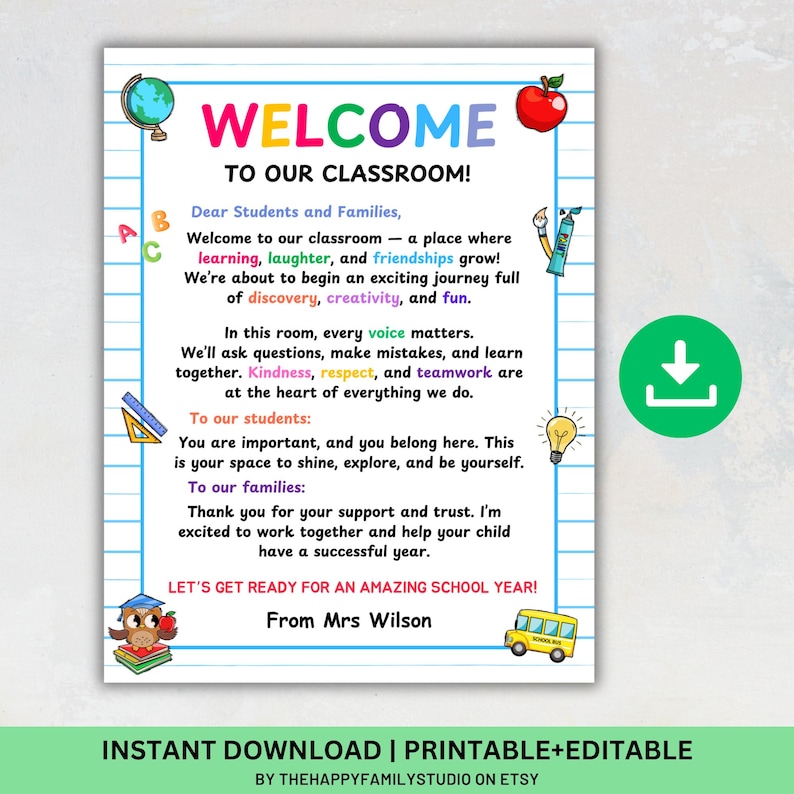 Welcome Back to School Letter for Parents and Students, First Day of ...