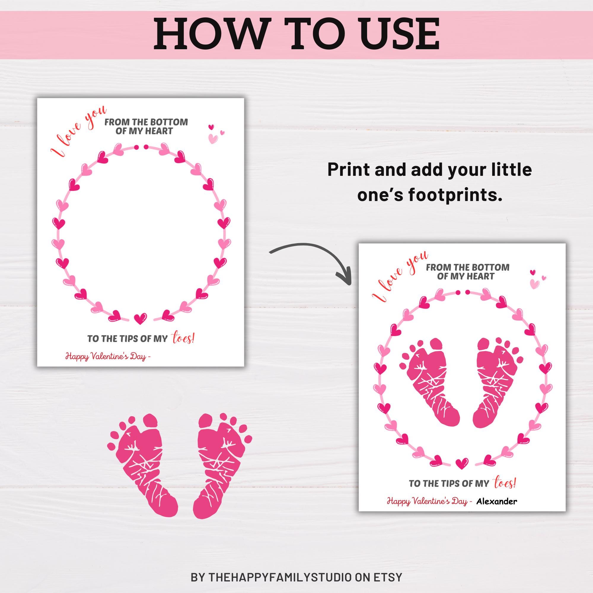 Printable Valentine's Day Footprint Art, My 1st Valentine's Day DIY ...