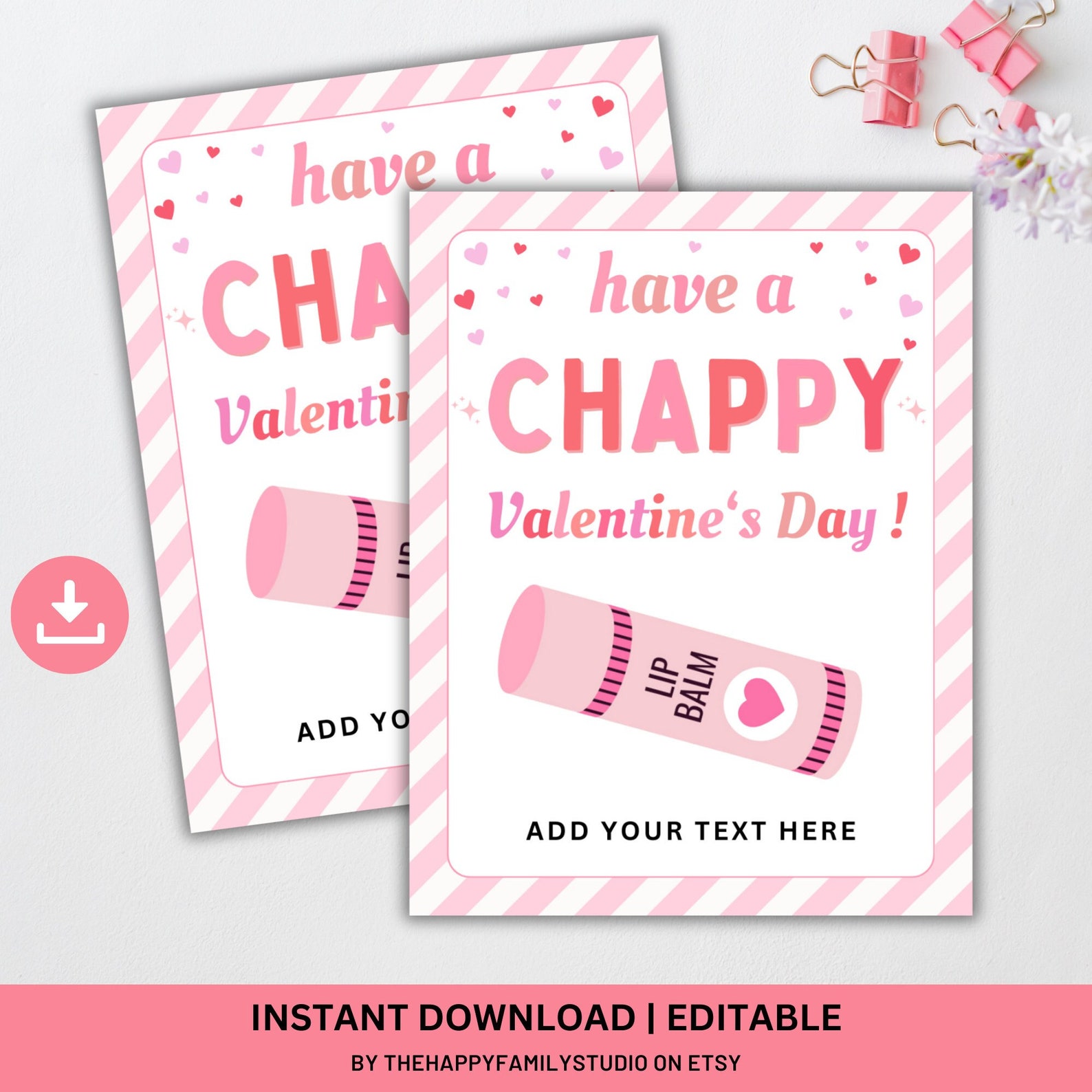 Editable You're the Balm Valentine's Day Card, Printable Lip Balm ...