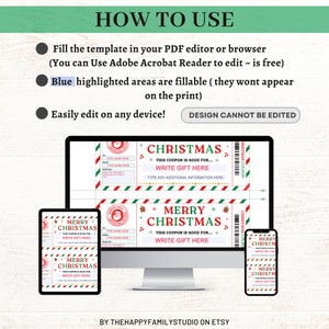Editable Christmas Coupon, Printable Christmas Gift Certificate, Custom ...