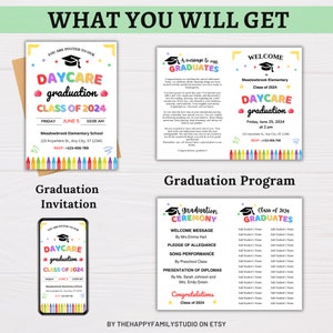 Editable Daycare Graduation Bundle, Graduation Invitation, Graduation ...