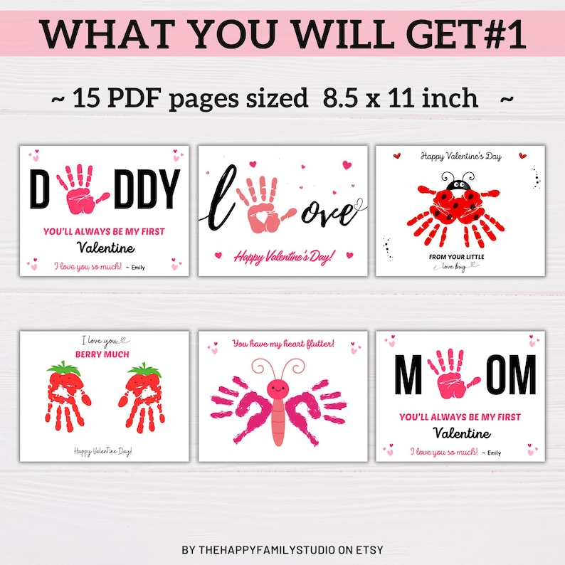 Valentine's Handprint Art Bundle, Valentine's Craft for Kids, Handprint ...
