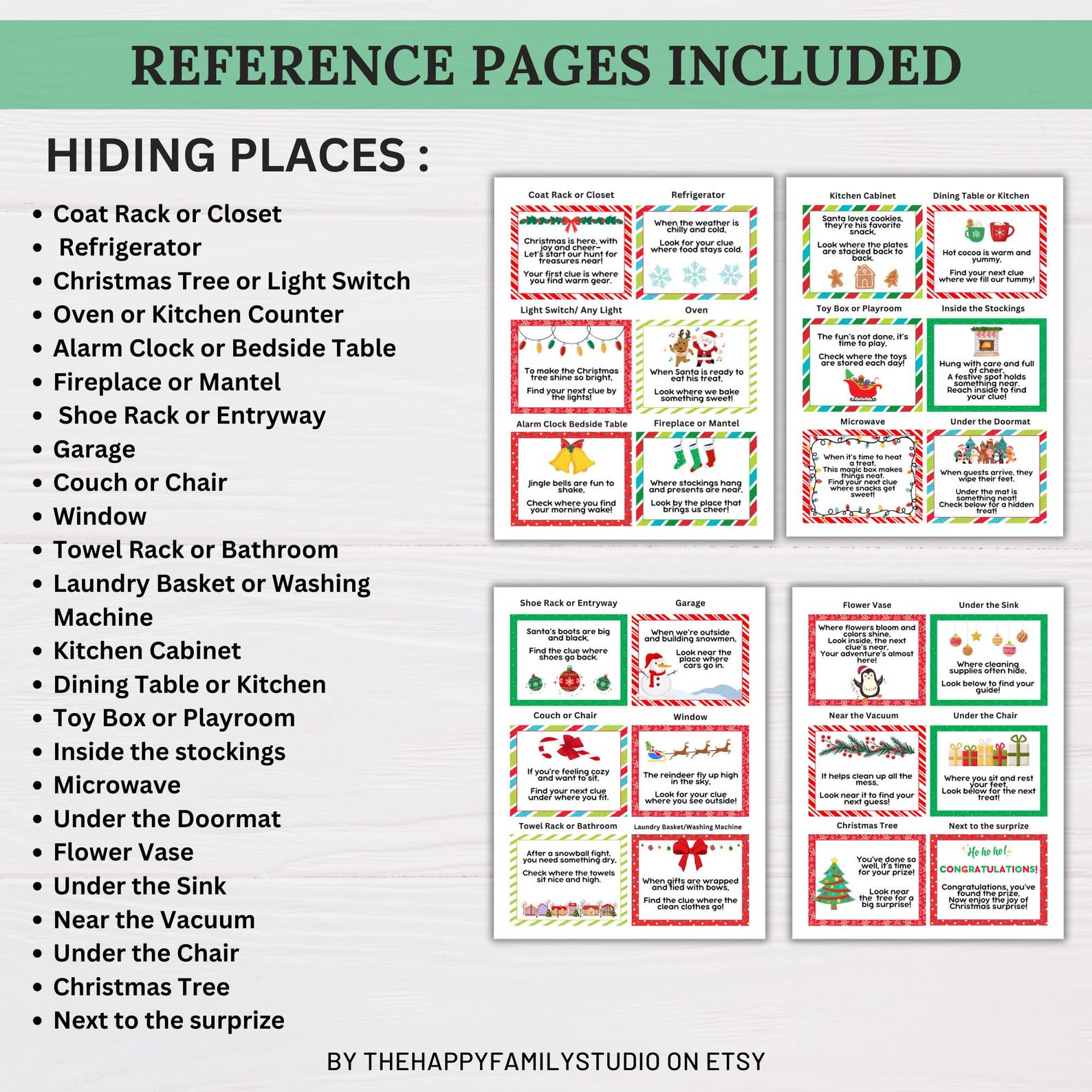 Indoor Christmas Treasure Hunt, Christmas Scavenger Hunt Cards for Kids ...