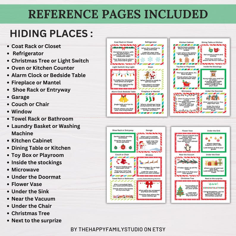 Indoor Christmas Treasure Hunt, Christmas Scavenger Hunt Cards for Kids ...