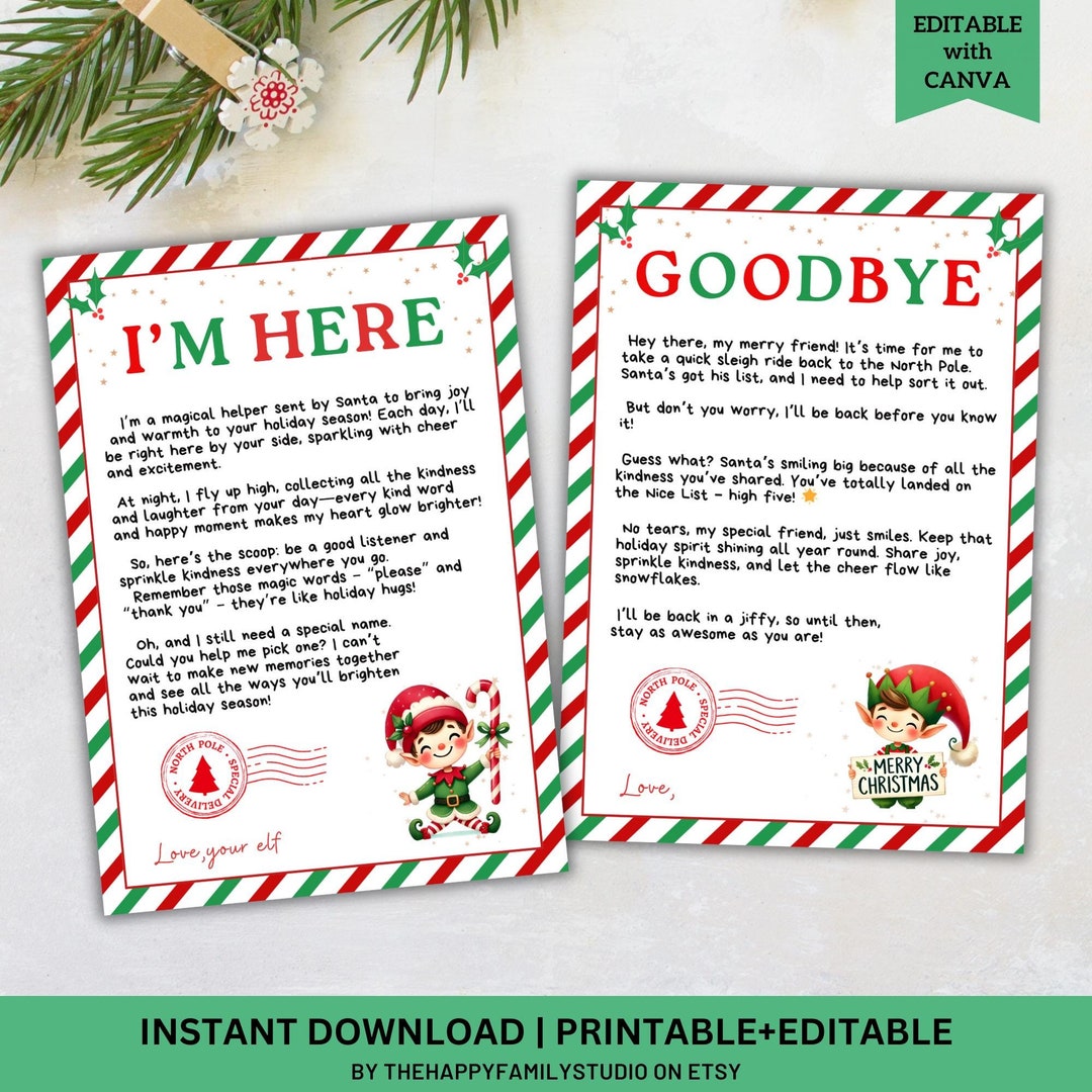 Editable Elf Arrival and Goodbye Letter, First Time Elf Arrival Letter ...