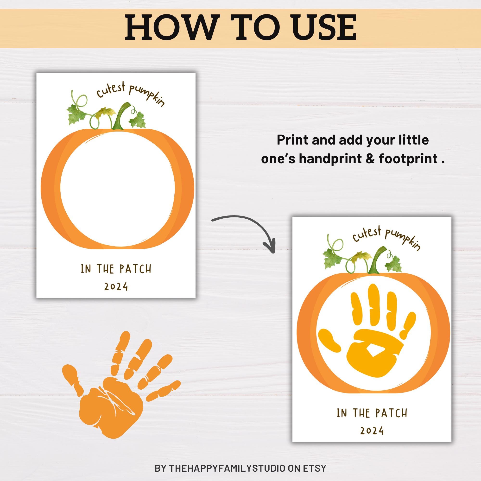 Autumn Pumpkin Handprint Art, Fall Handprint Keepsake, DIY Fall ...