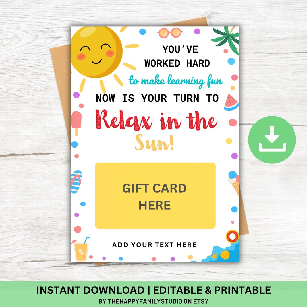 Summer Teacher Gift Card Holder, Teacher Appreciation Gift Card Holder ...