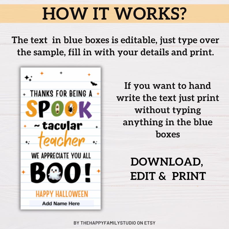 Thanks for Being a Spooktacular Teacher Tag, Teacher Appreciation Gift ...