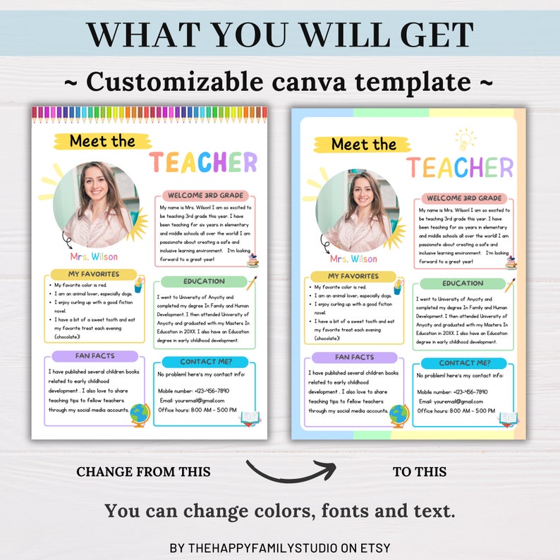 Meet the Teacher Classroom Introduction Template, Back to School ...