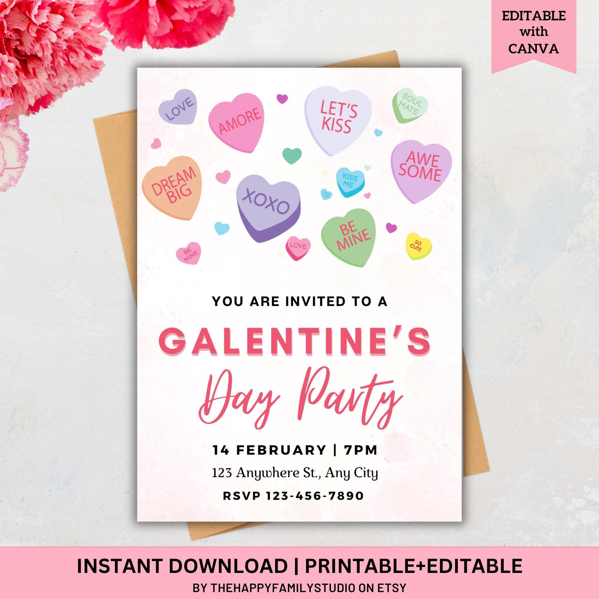 Editable Galentine's Invitation Party, Valentines Party Invitation ...