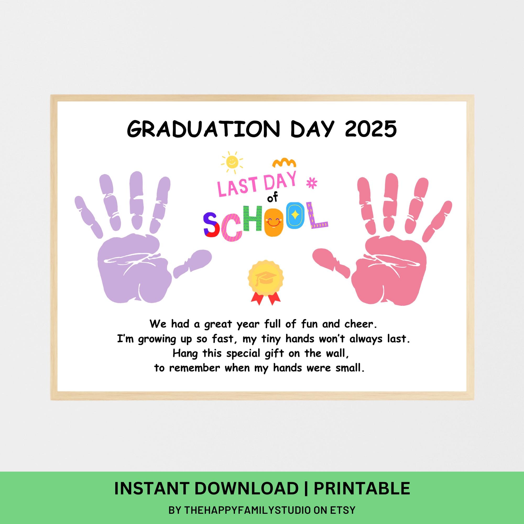 Last Day of School Handprint Art, School Keepsake, Kindergarten ...