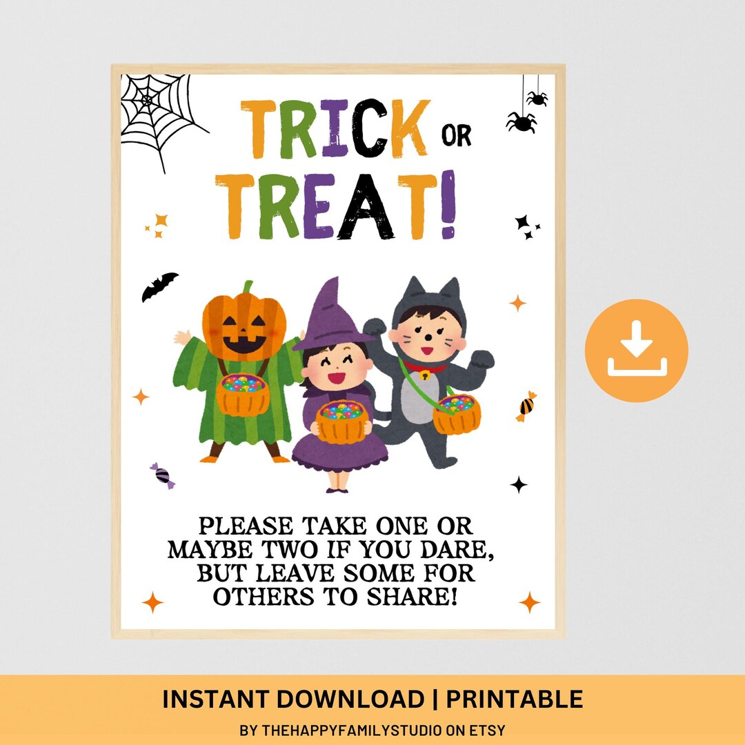 Please Take One Treat Sign, Halloween Trick-or-treat Sign, Halloween ...