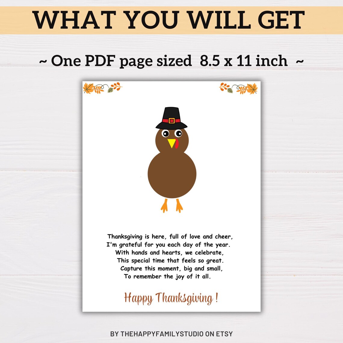 Turkey Handprint Art Printable, Thanksgiving Poem, Handprint Craft ...