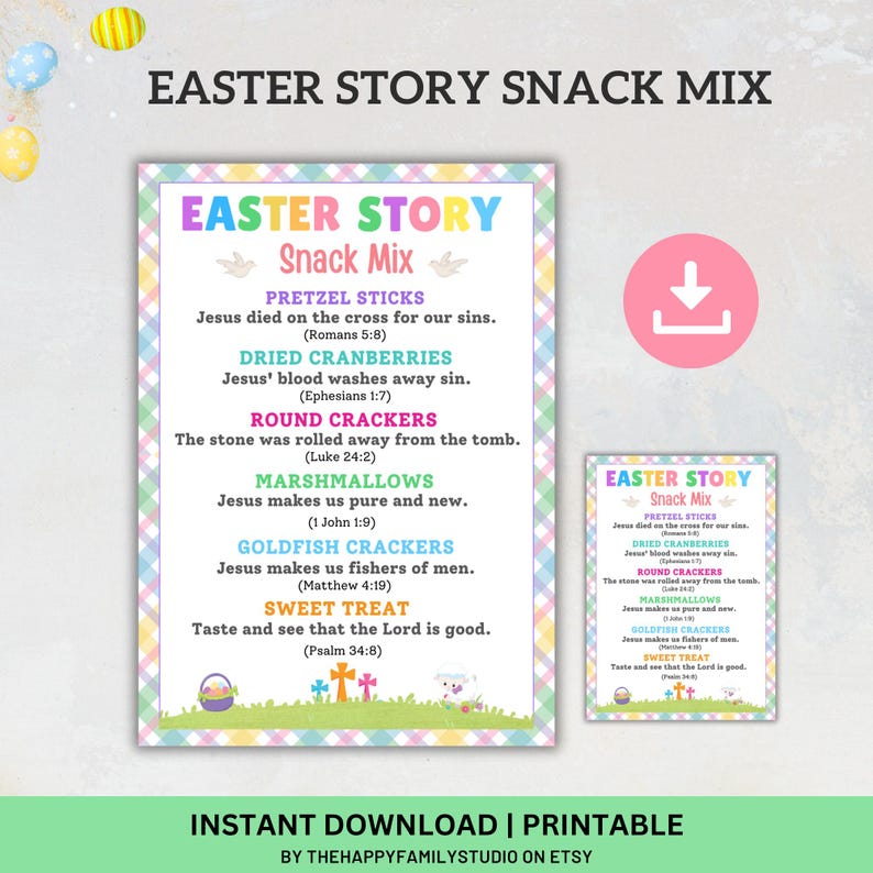 Easter Story Snack Mix Printable, Religious Easter Tags, Easter Story ...