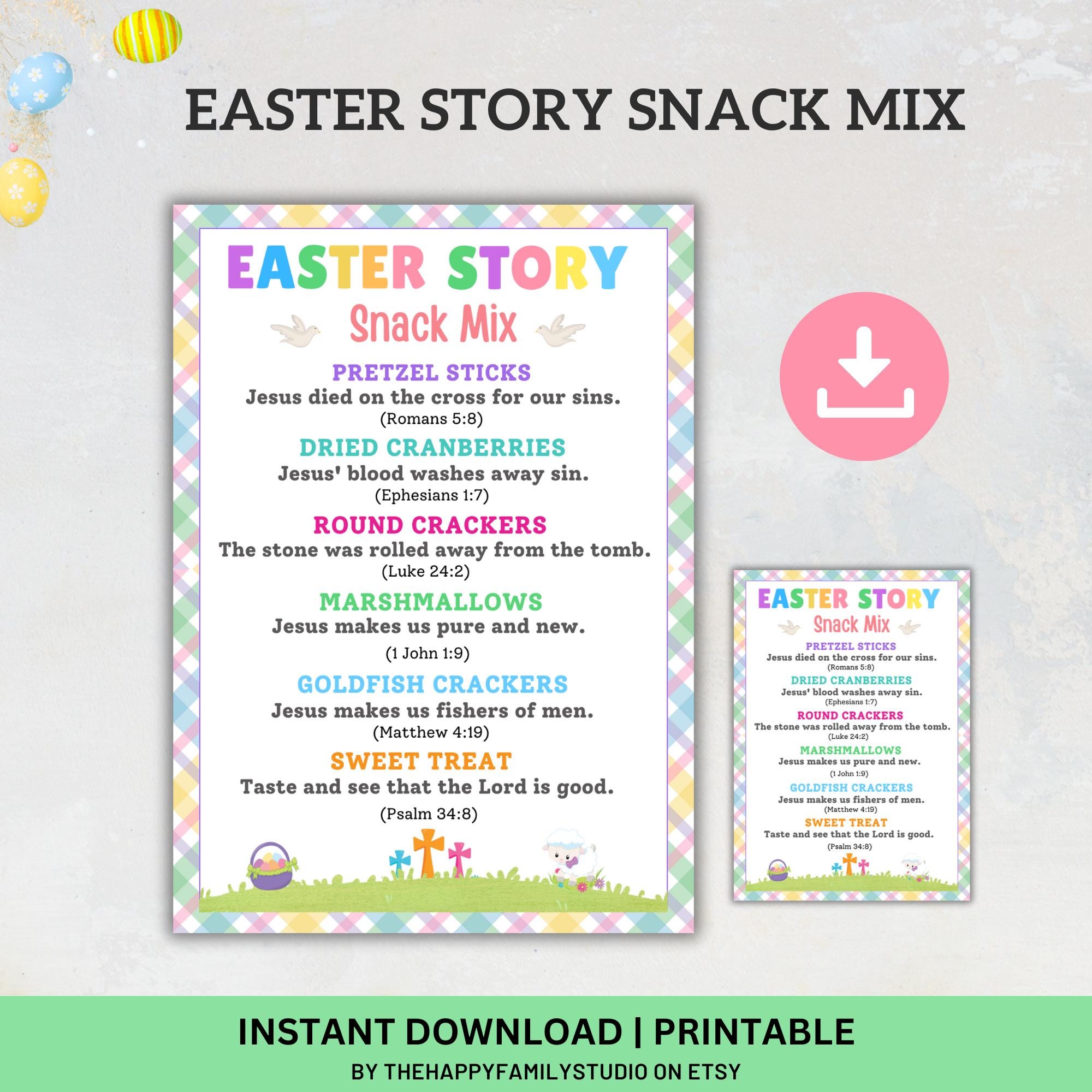 Easter Story Snack Mix Printable: Religious Easter Tags (digital ...
