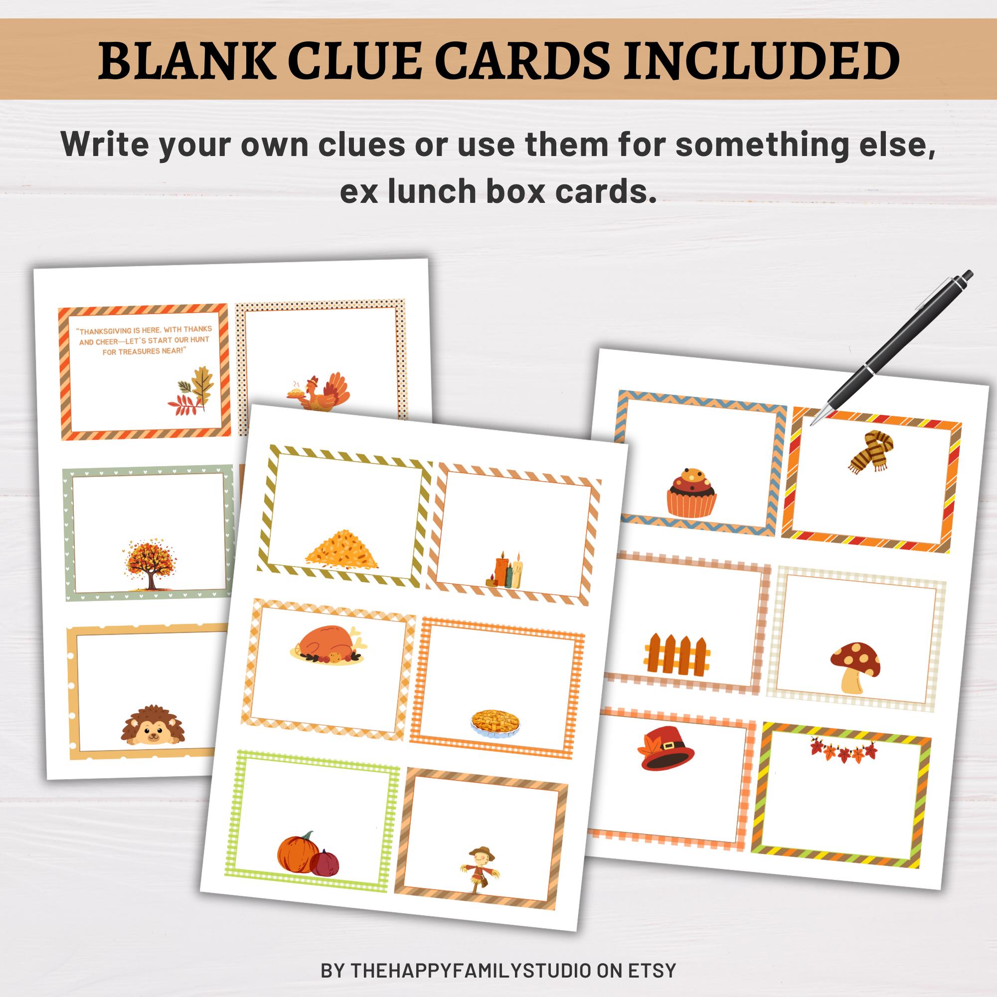 Thanksgiving Scavenger Hunt for Kids, Treasure Hunt Clues, Thanksgiving ...