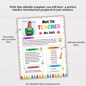 Editable Meet the Teacher Template, Back to School Printable Welcome ...