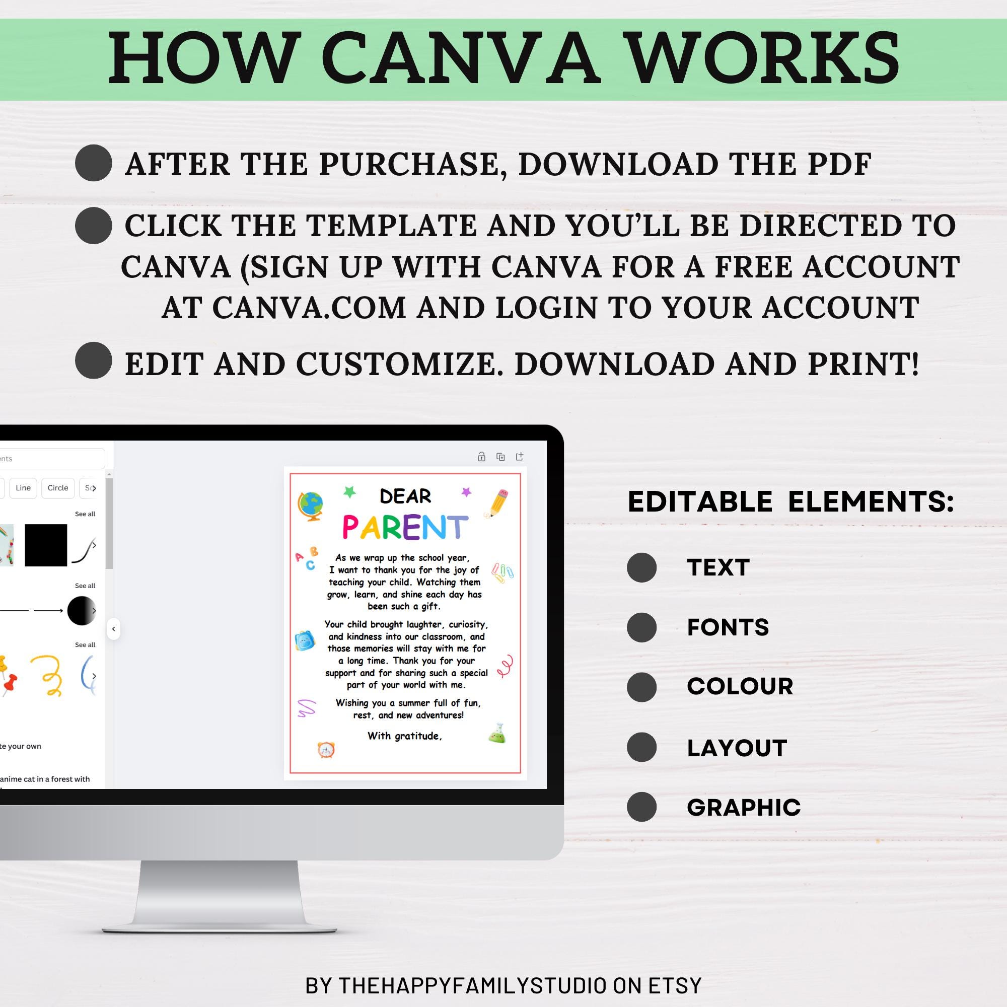 Editable End of School Year Letter to Parent, Last Day of School Gift ...