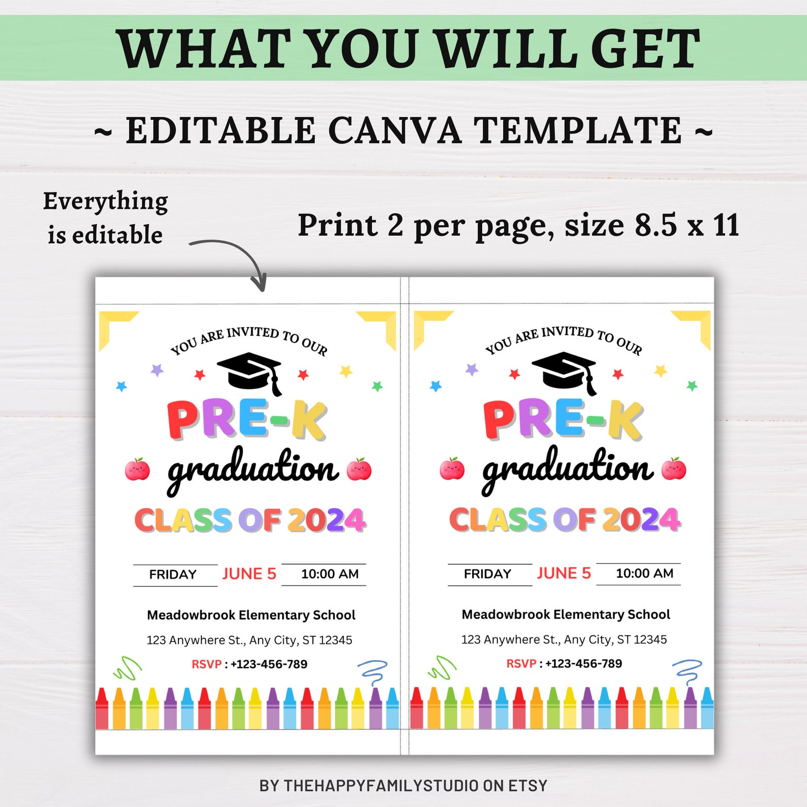 Editable Pre-k Graduation Invitation, Graduation Ceremony, Pre-k ...