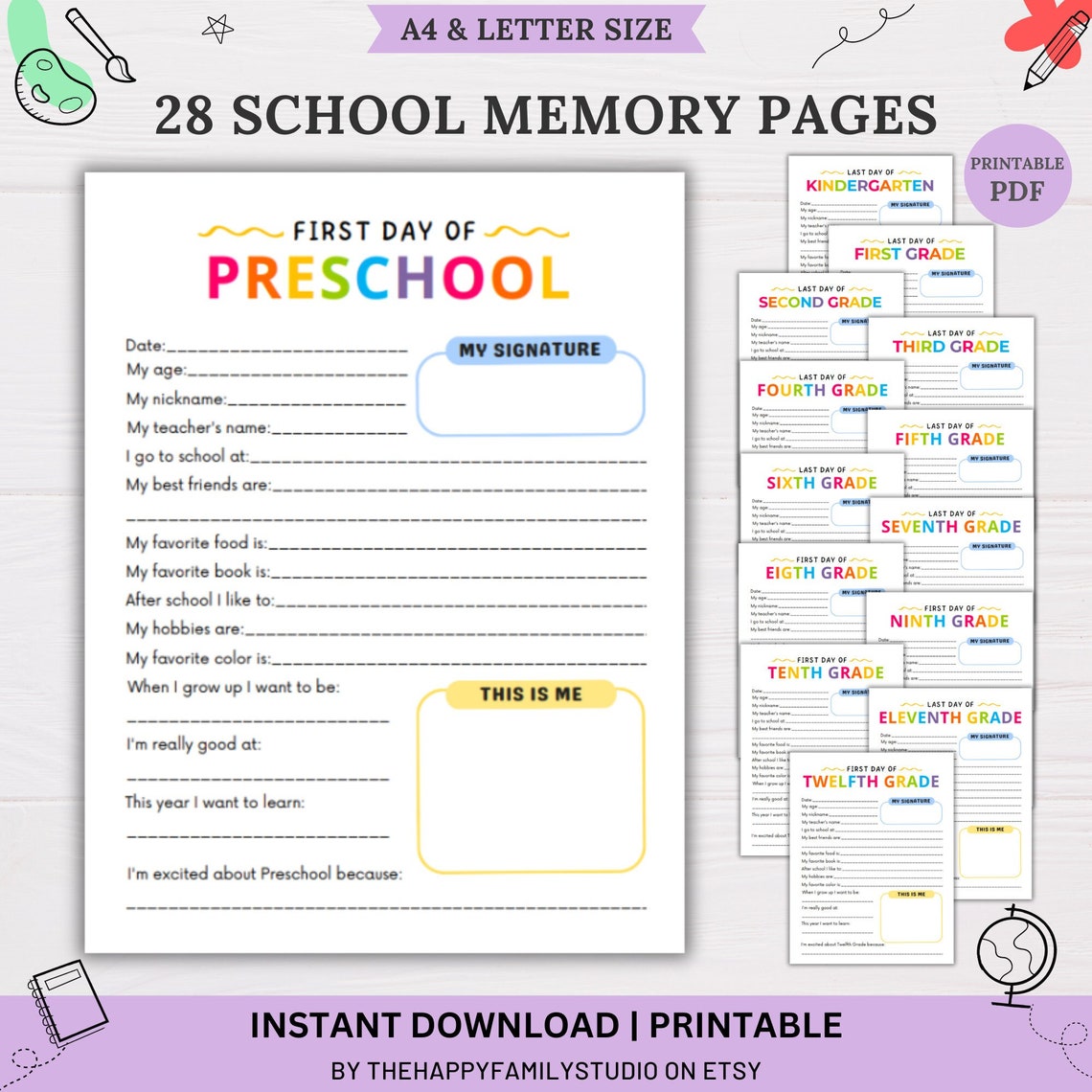 Kids Keepsake Journal, School Memory Book, School Memory Questionnaire ...