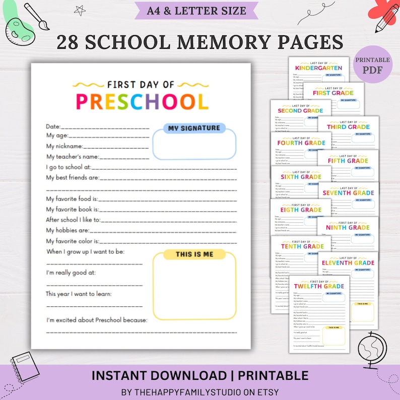 Kids Keepsake Journal, School Memory Book, School Memory Questionnaire ...