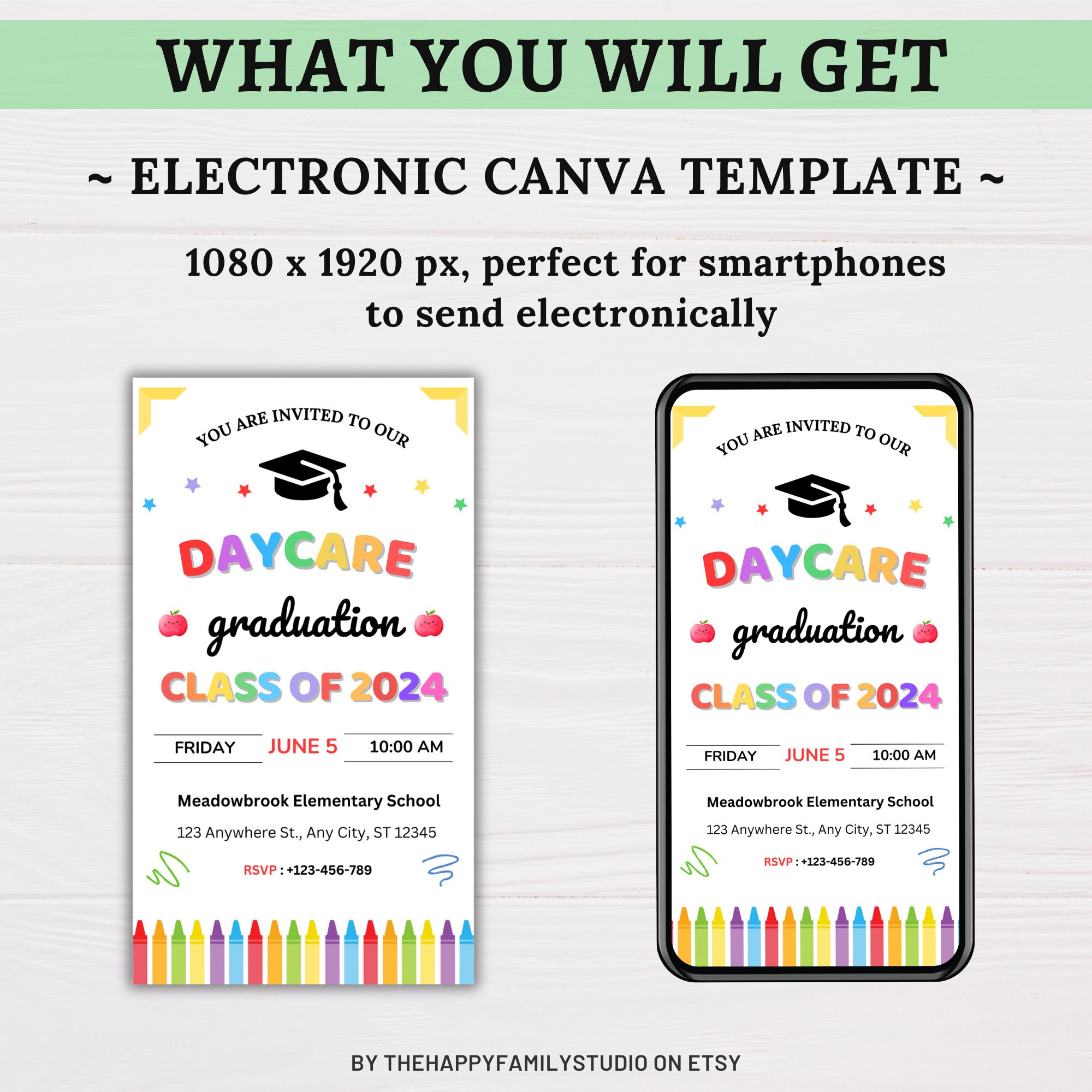 Editable Daycare Graduation Invitation, Daycare Announcement Party ...