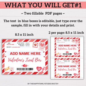 Editable Valentines Day Gift Box Label, Personalized Valentine Treat ...