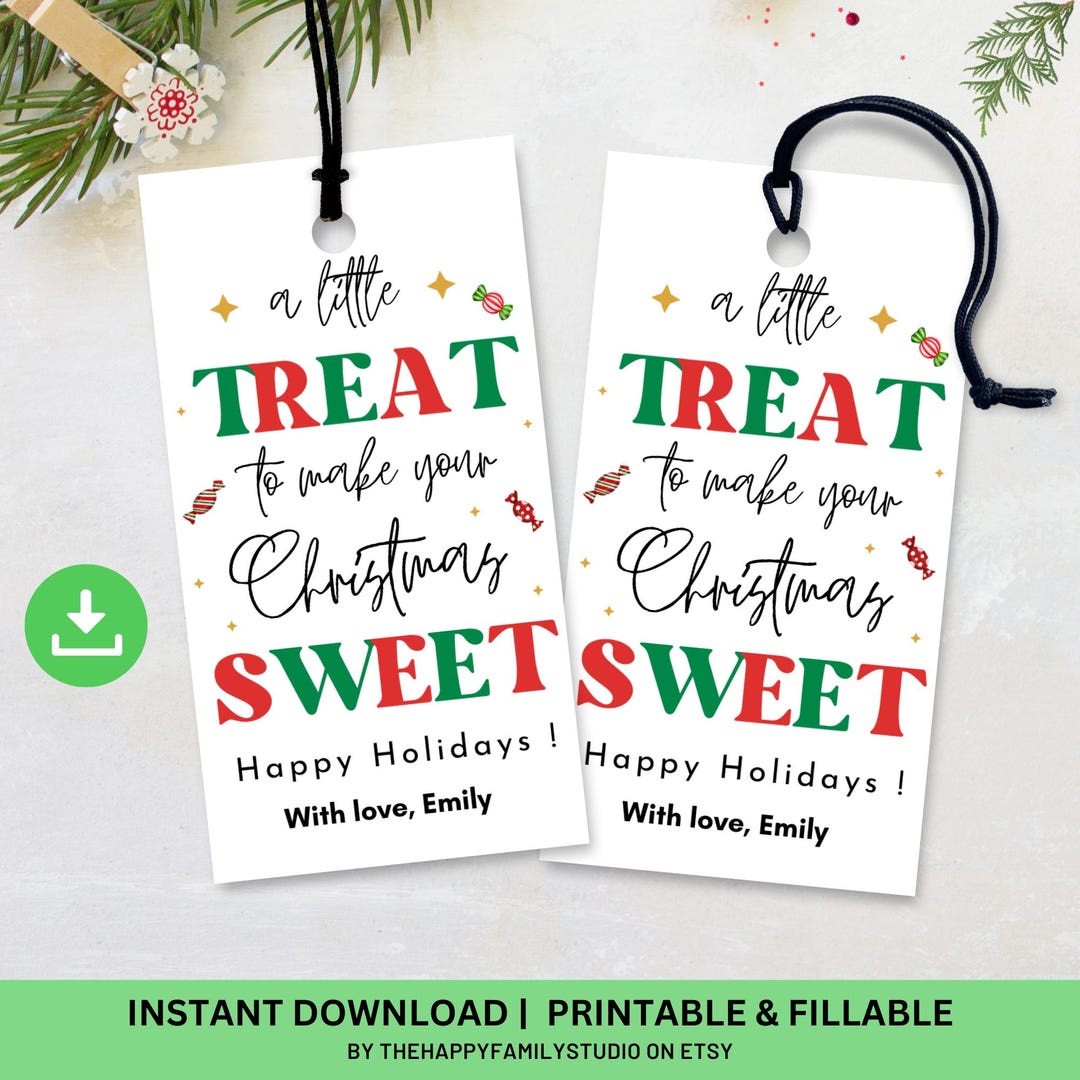 Christmas Treat Tags, Printable Christmas Tags, Treat Bag Tags for ...