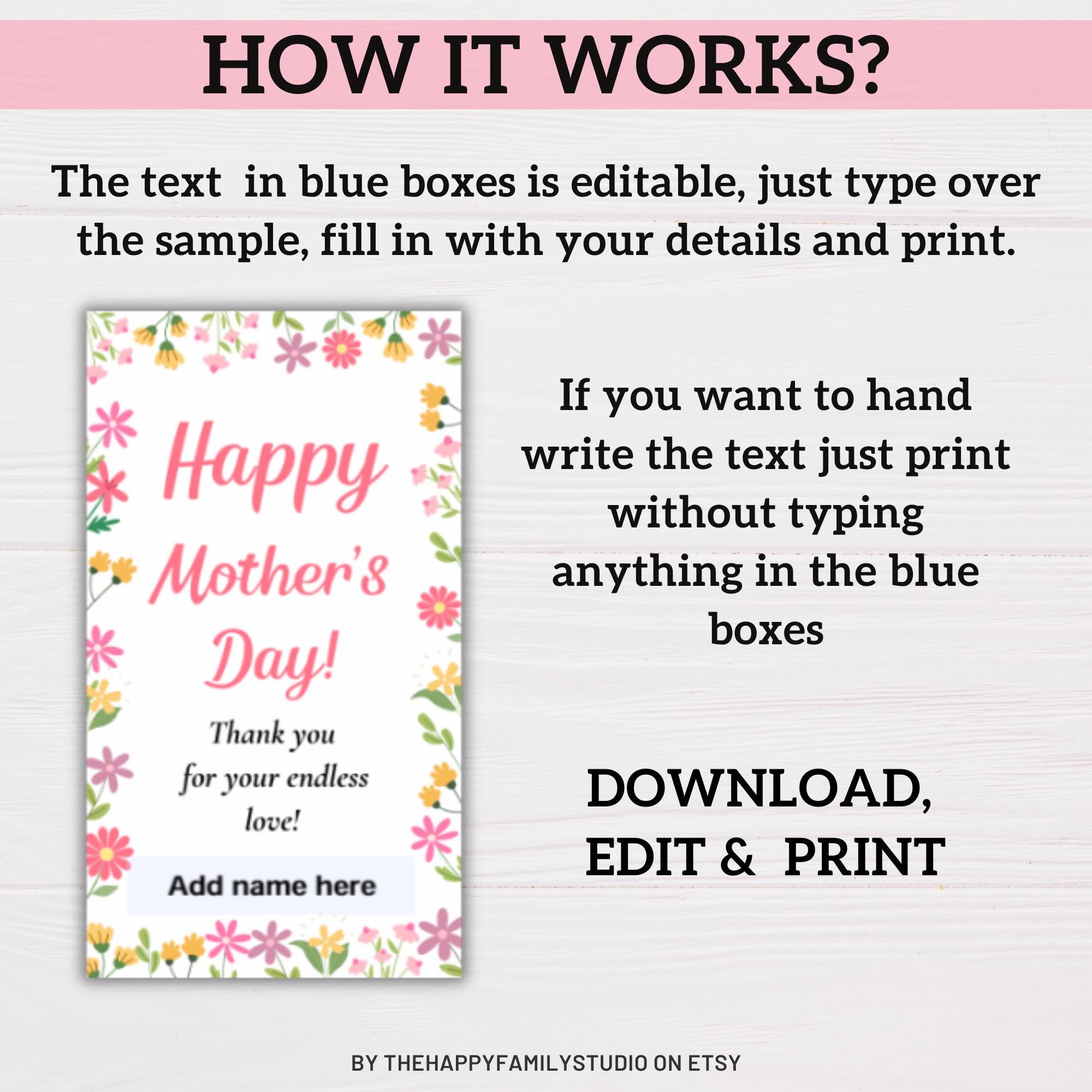 Happy Mother's Day Gift Tag, Mother Day Favor Tag, Floral Mother Day ...