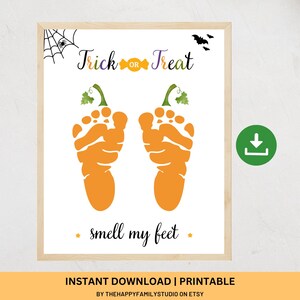 Halloween Footprint Craft, Halloween Footprint Art, Trick or Treat Baby ...