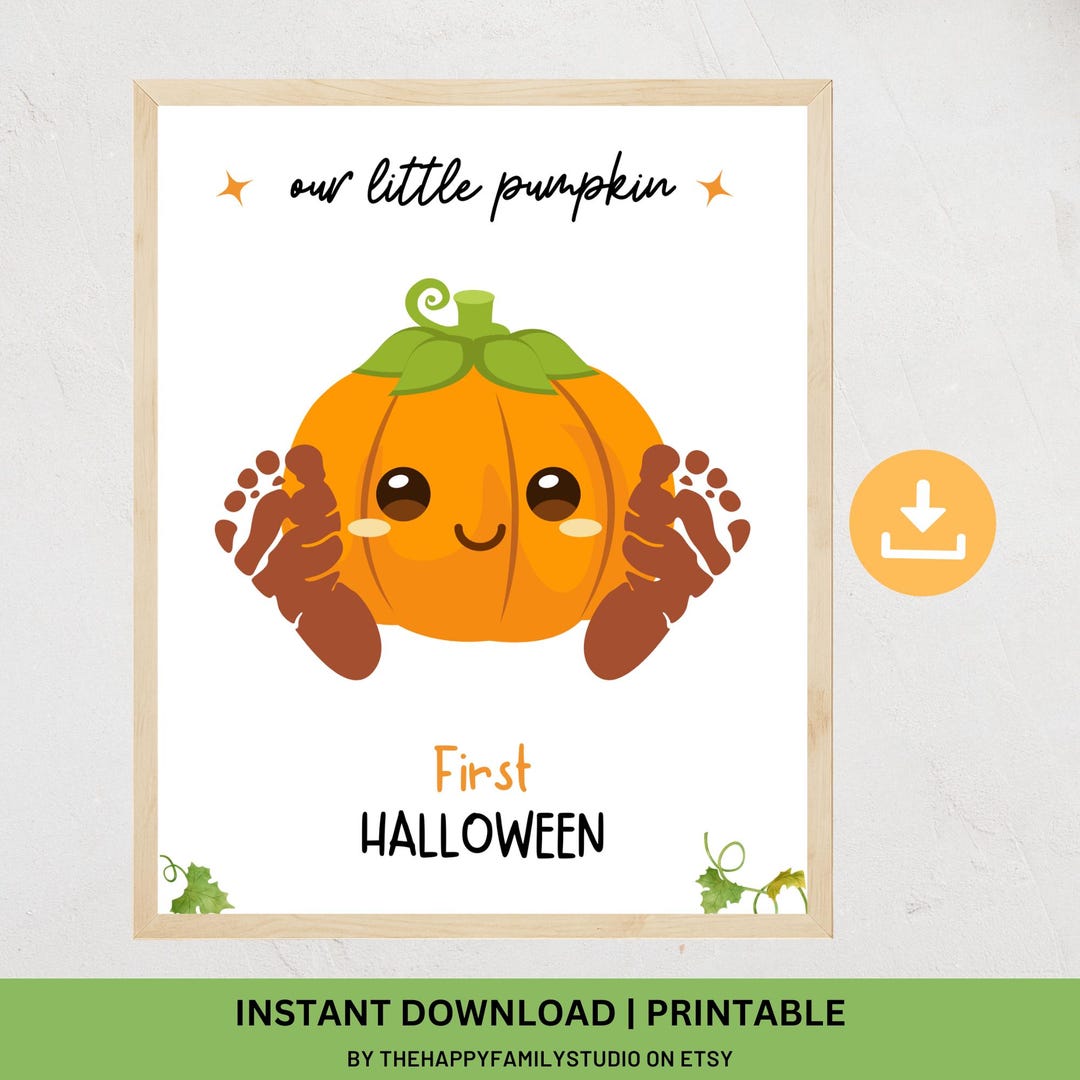 Pumpkin Footprint Craft, Autumn Pumpkin Handprint Art, DIY Fall ...