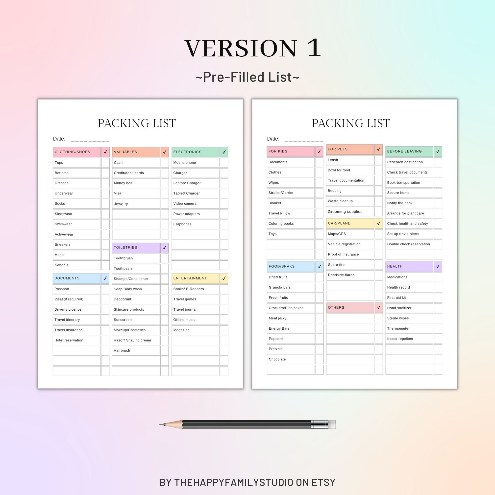 Editable Family Travel Packing List, Travel Checklist Printable, Trip ...