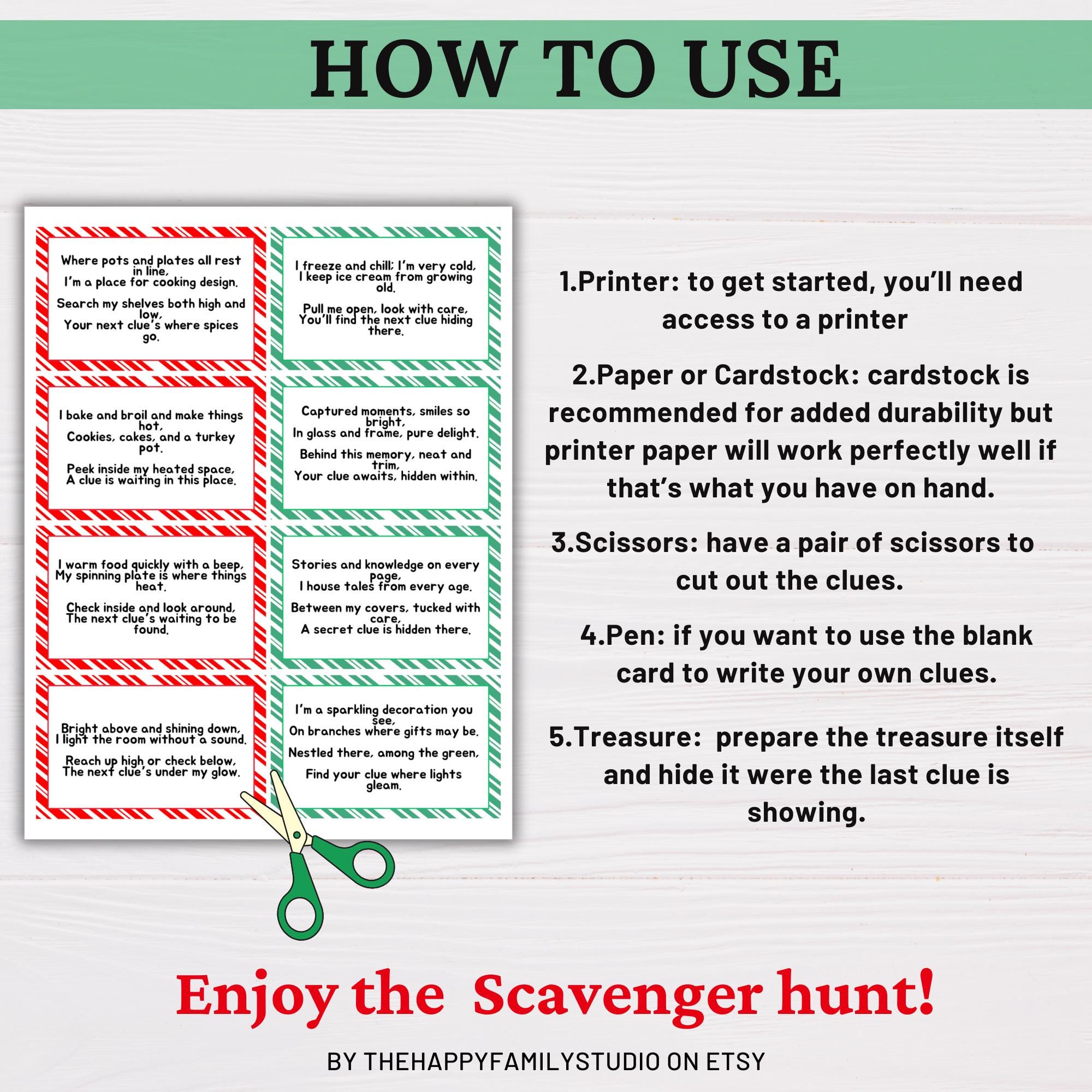 Christmas Scavenger Hunt for Older Kids&teens, Treasure Hunt Clues ...