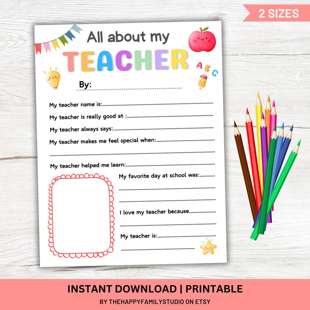 Printable Teacher Appreciation Week, All About My Teacher Letter ...