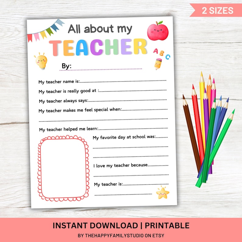 Printable Teacher Appreciation Week, All About My Teacher Letter ...