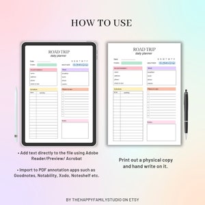 Daily Road Trip Planner Printable, Road Trip Itinerary, Family Road ...