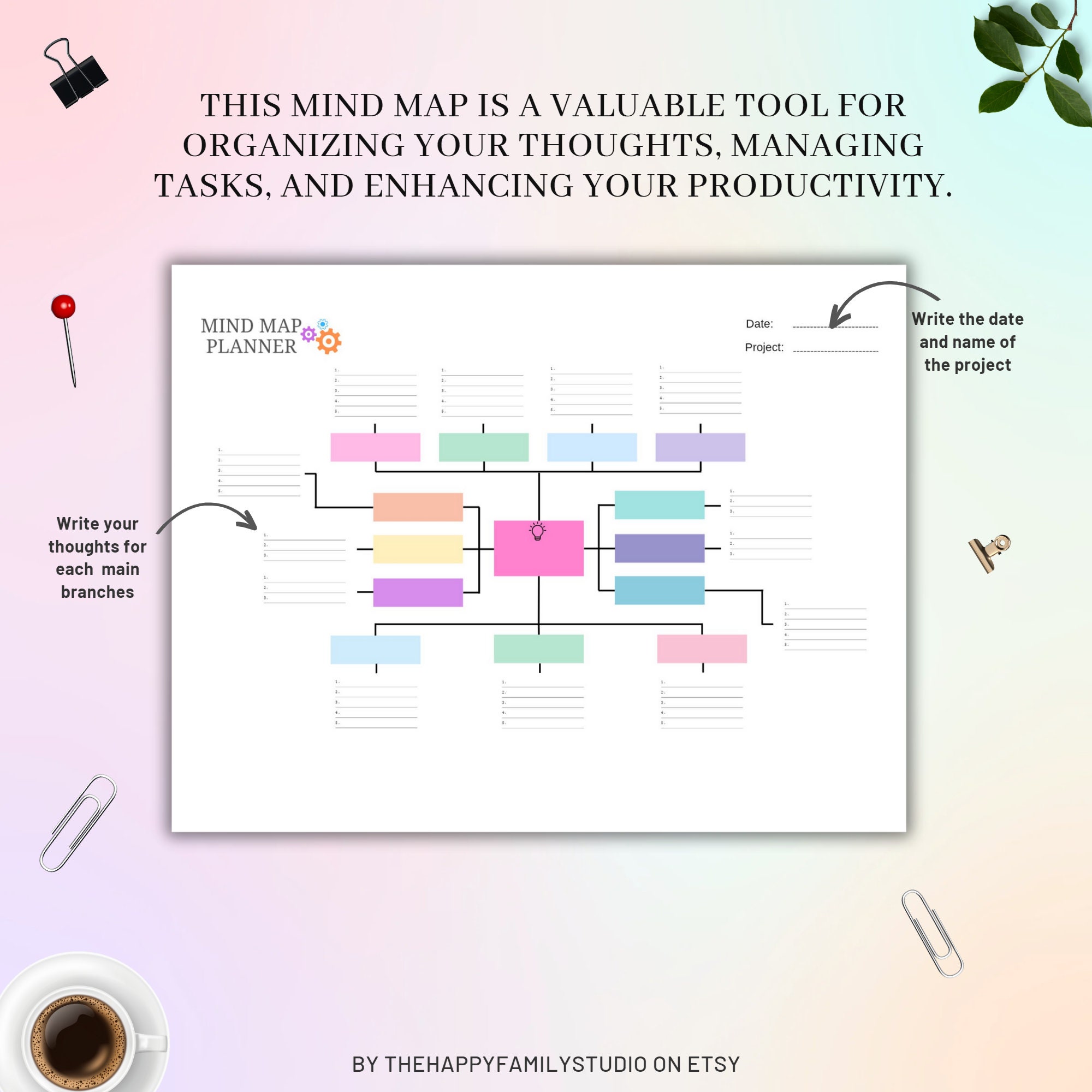 Printable Mind Map Planner Mind Map Template Mind Map - Etsy