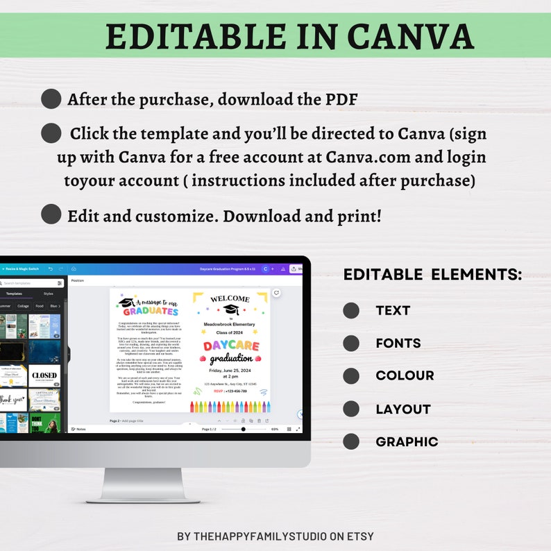 Editable Daycare Graduation Program, Graduation Ceremony Template ...