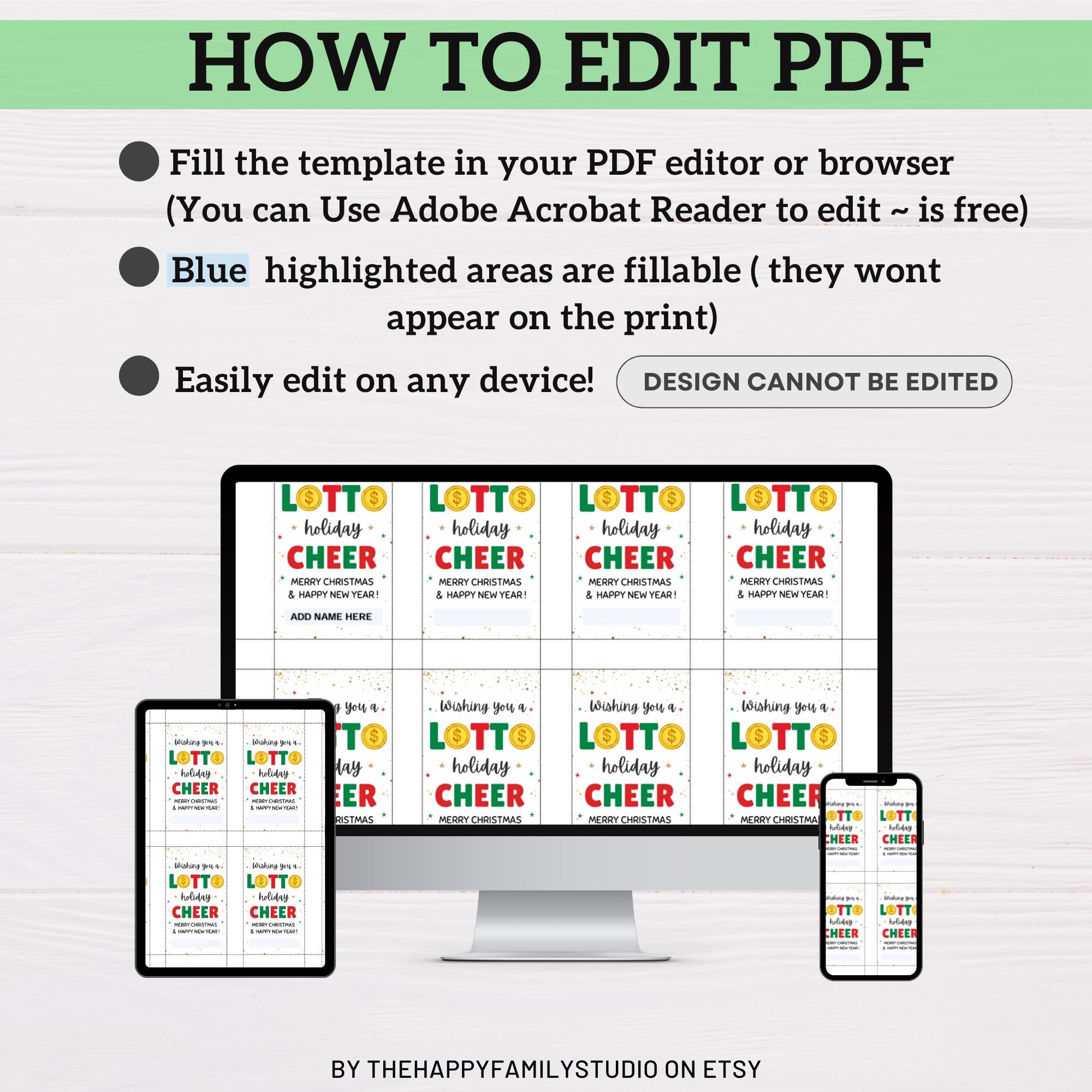 Lotto Gift Tags Christmas, Wishing You A Lotto Holiday Cheer, Merry ...