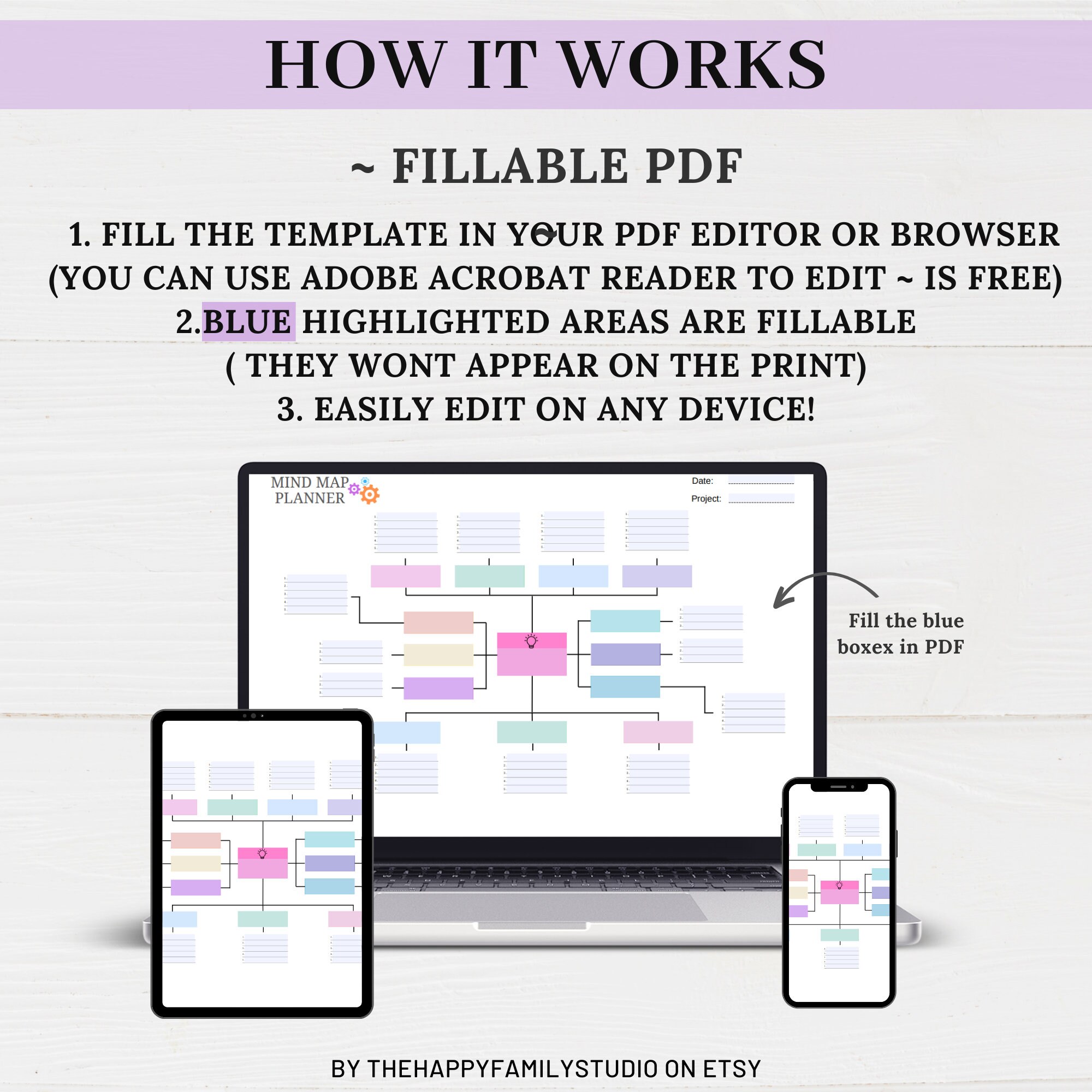 Printable Mind Map Planner, Mind Map Template, Mind Map Diagram, Brain ...
