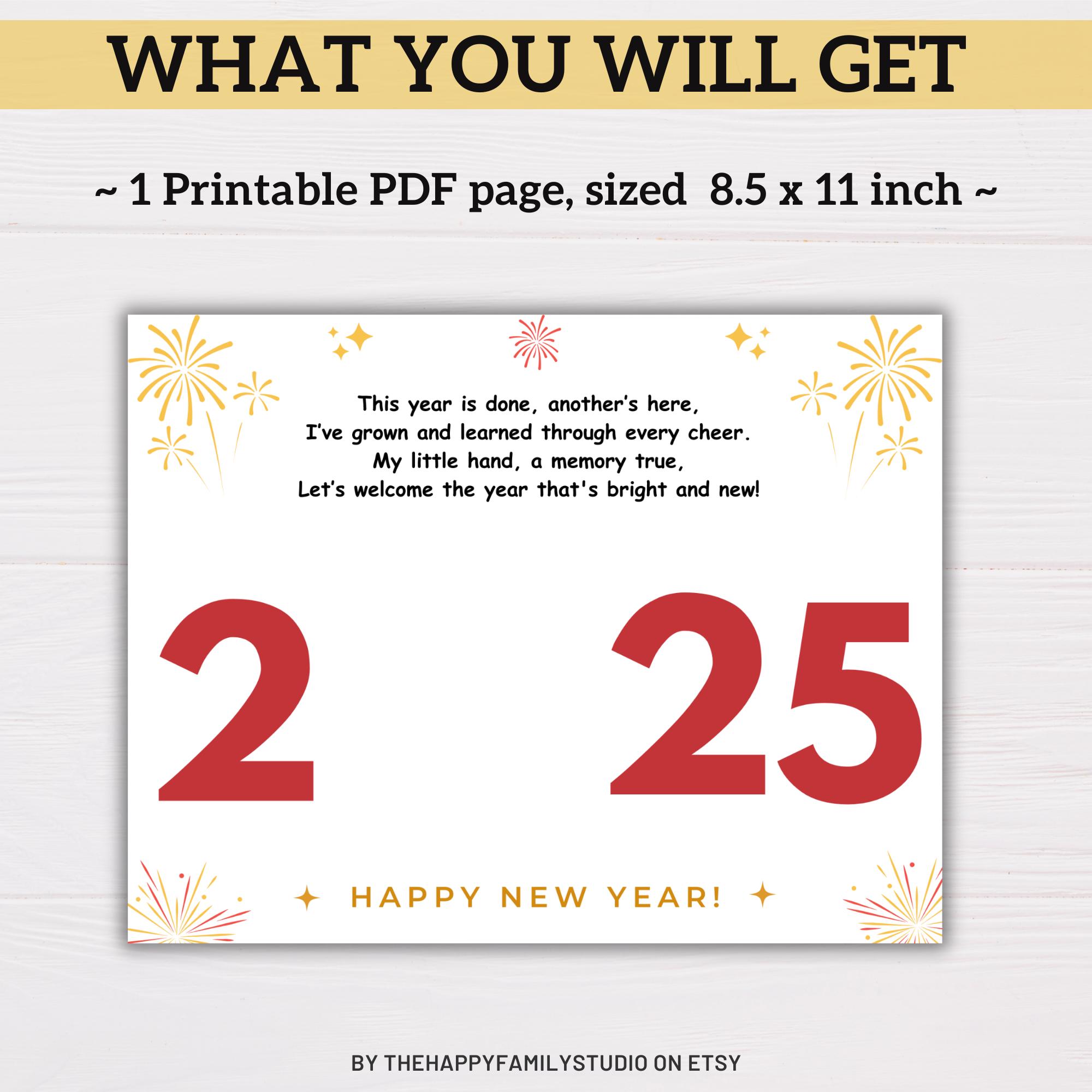 2025 New Years Handprint Art Poem, New Year Handprint Craft, Handprint ...