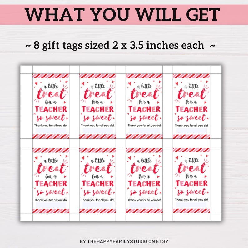 Teacher Valentine's Day Gift Tag, Teacher Valentines Appreciation Tags ...