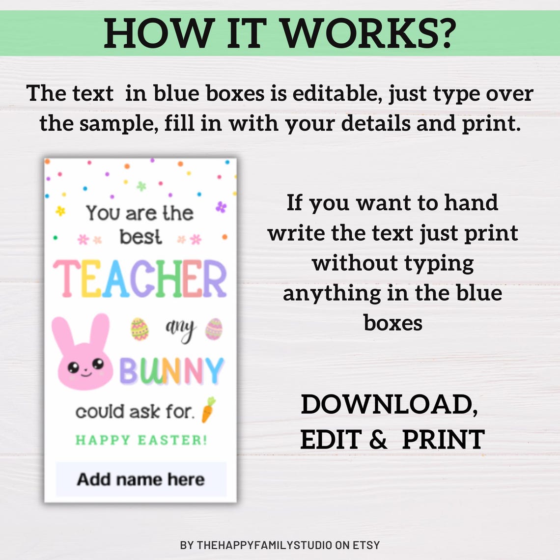 Best Teacher Any Bunny Could Ask for Gift Tag, Easter Gift Tag, Easter ...