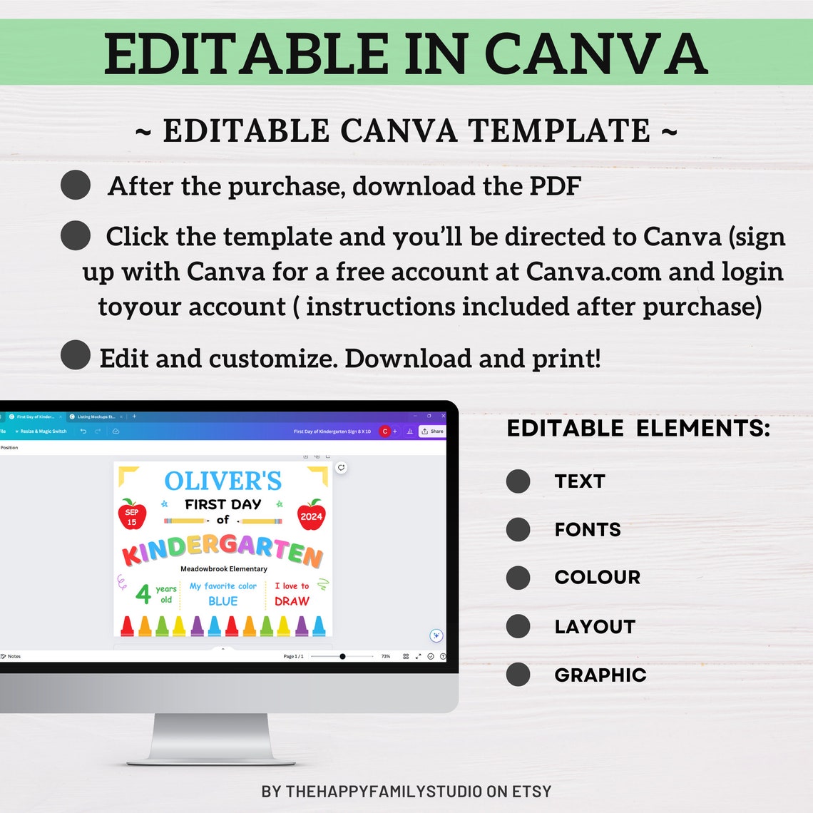 Editable First Day of School Sign, First Day of Kindergarten Sign, Back ...