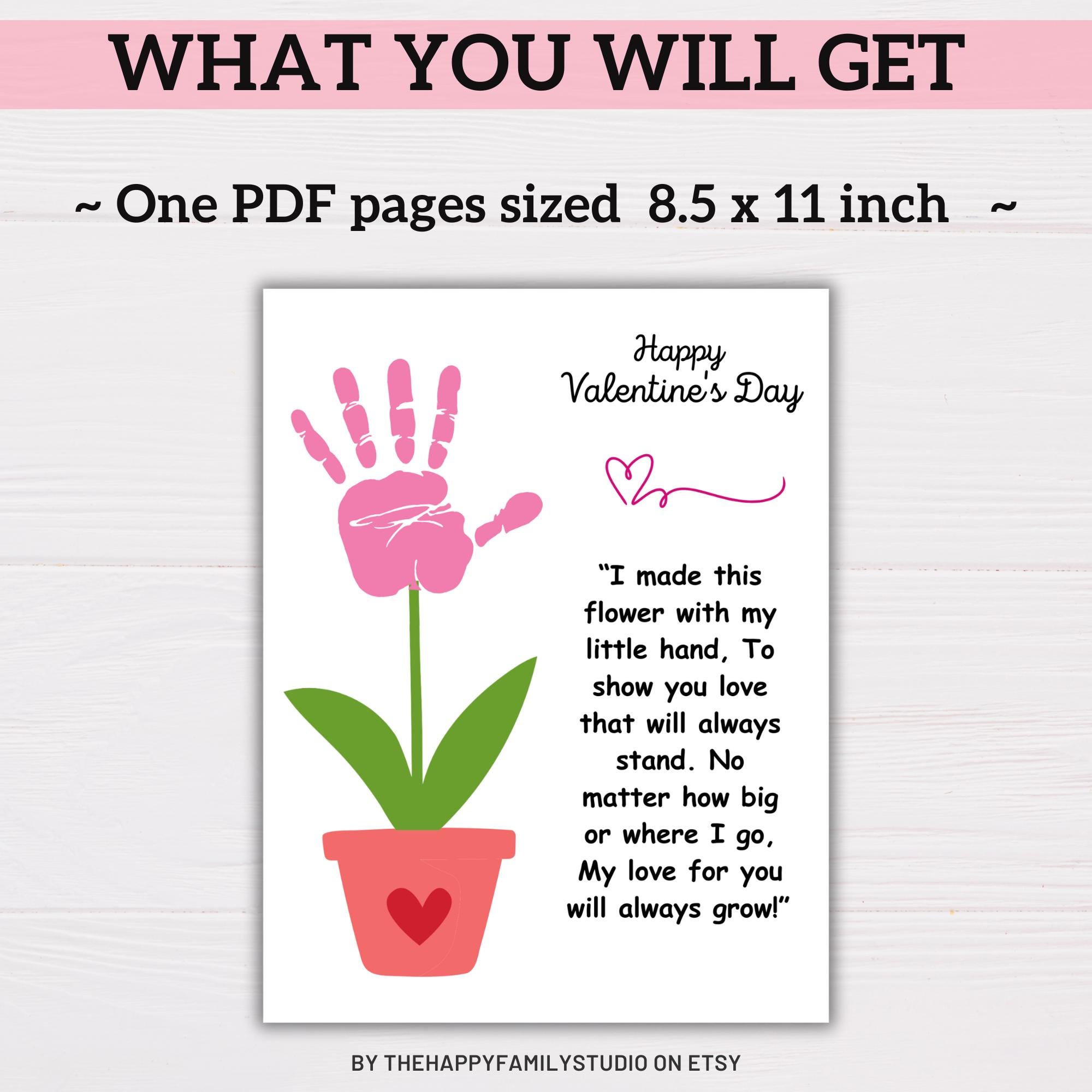 Valentine Handprint Craft for Kids, Valentine Flower Poem Craft, DIY ...