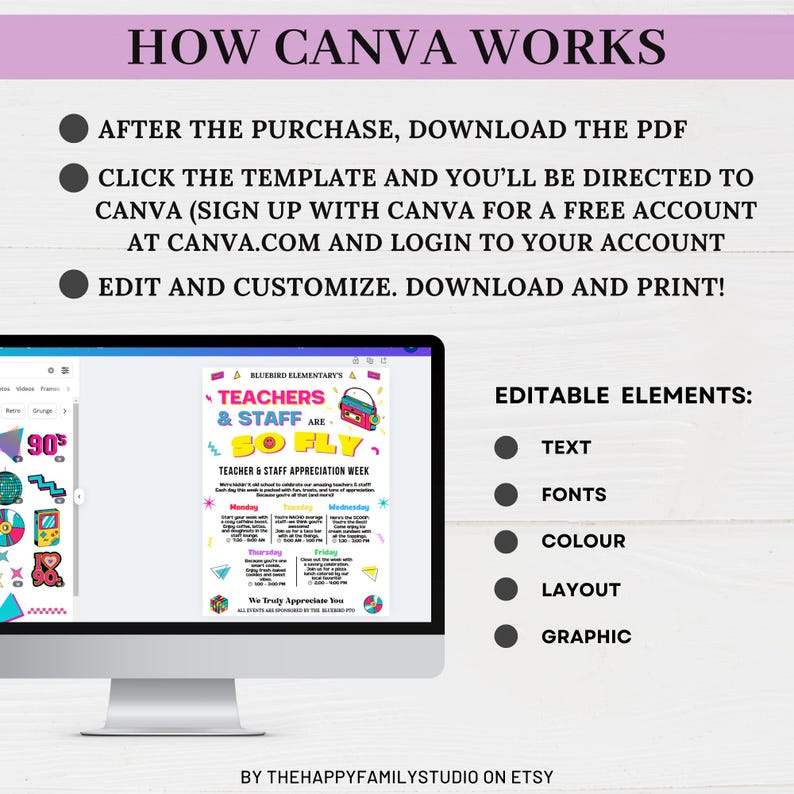 80s 90s Theme Teacher Appreciation Week Itinerary, Retro Old School ...
