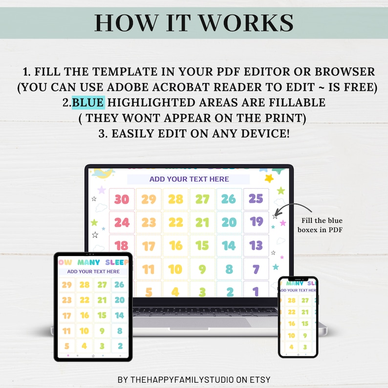 Kids Vacation Countdown, Countdown Calendar for Kids, Kids Countdown Holiday Trip, Kids ...