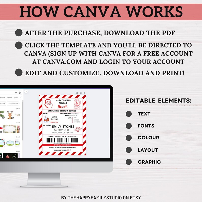 Santa North Pole Address Shipping Label, Delivery North Pole Mail ...