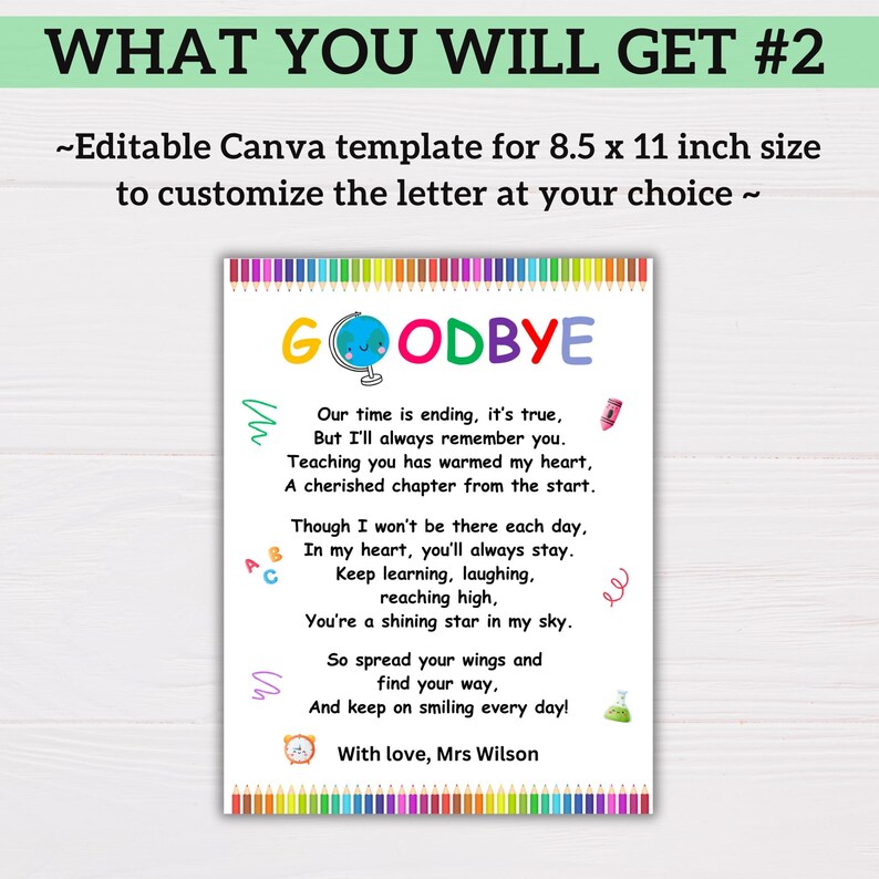 End of School Year Poem Gift From Teacher to Student, End of Year Gift ...