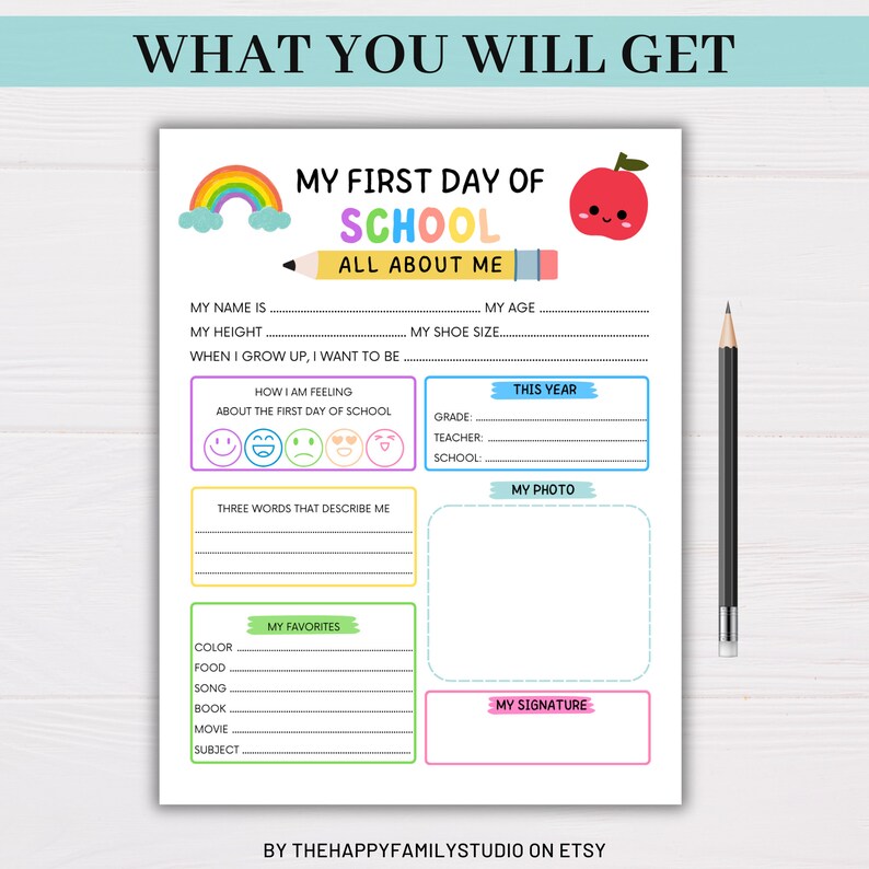 First Day and Last Day of School Questionnaire ,first Day of School All ...